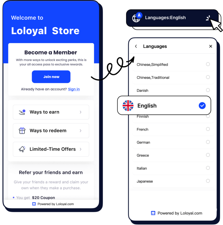 Loyalty program design for easy to use customer - Loloyal rewards panel